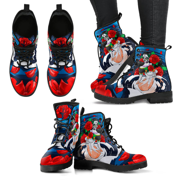 SUGAR SKULL PINUP BOOTS - FREE SHIPPING WORLDWIDE – Sock and Shoe